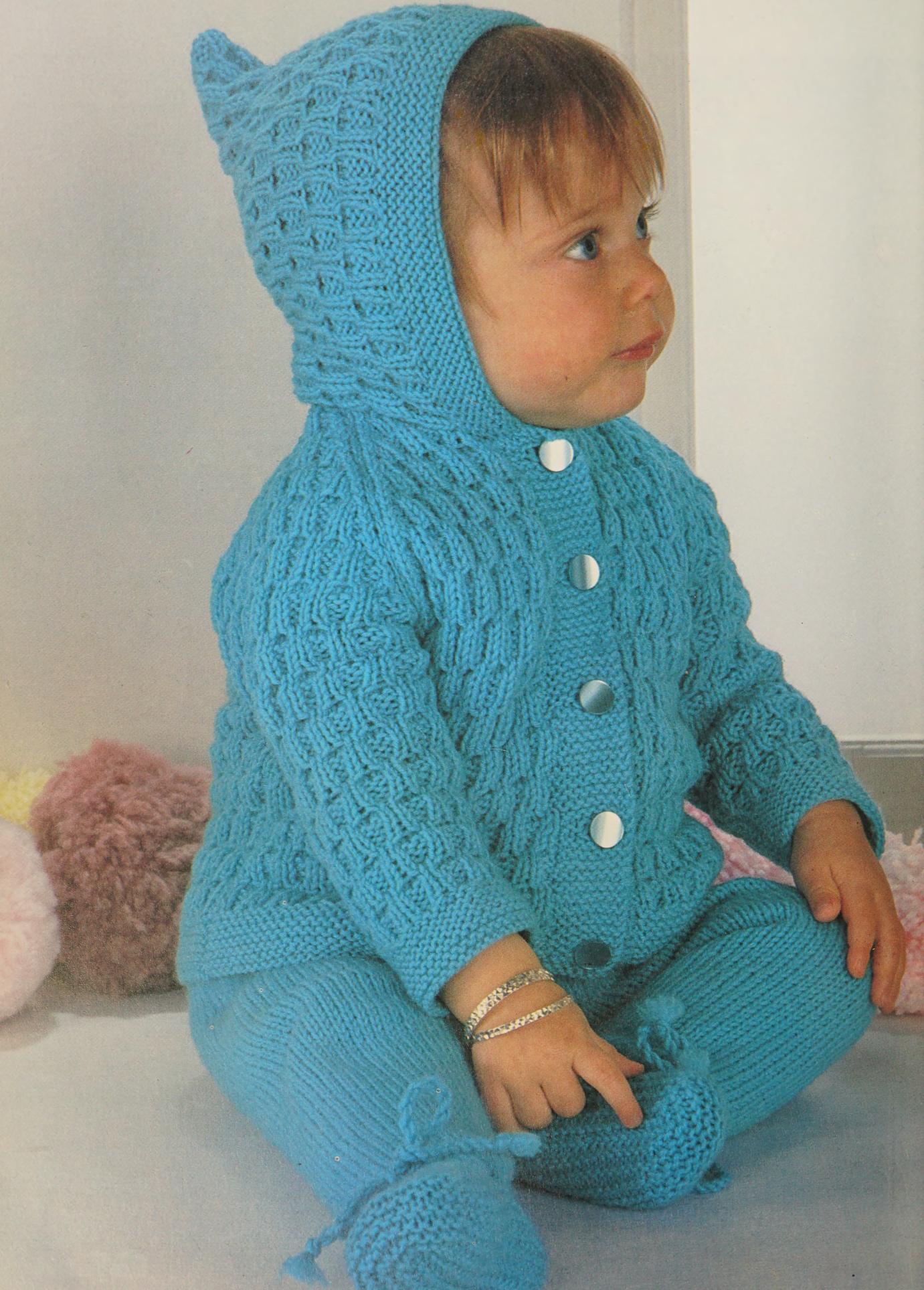 Hooded Jacket and Leggings Set - Free Baby Knitting