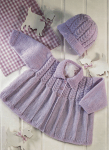 Free Knitting Pattern for a Matinee Coat and Hat - Free Baby Knitting